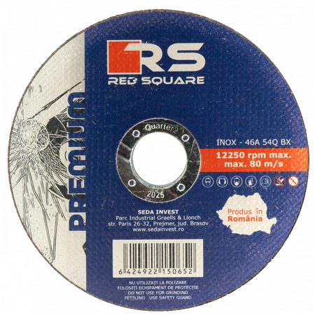 Disc plan pentru debitare inox, Red Square Premium, 125 x 22.23 x 2 mm ...