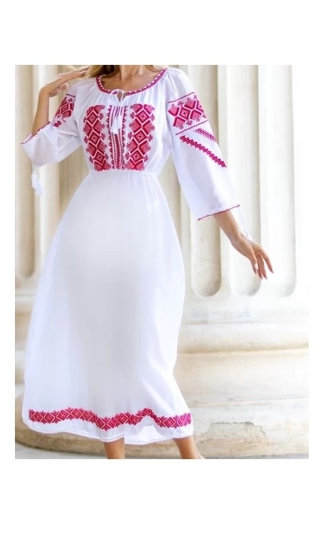 Rochie de dama tip IE, Marimea M din bumbac, cu broderie inspirata din ...