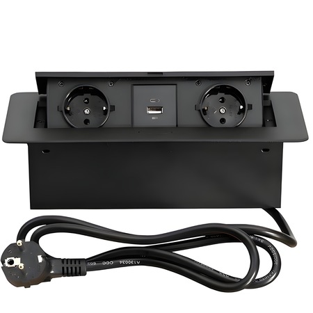 Priza Incorporabila in mobilier, ATOMKIT, 2 Prize Schuko, USB A+C ...