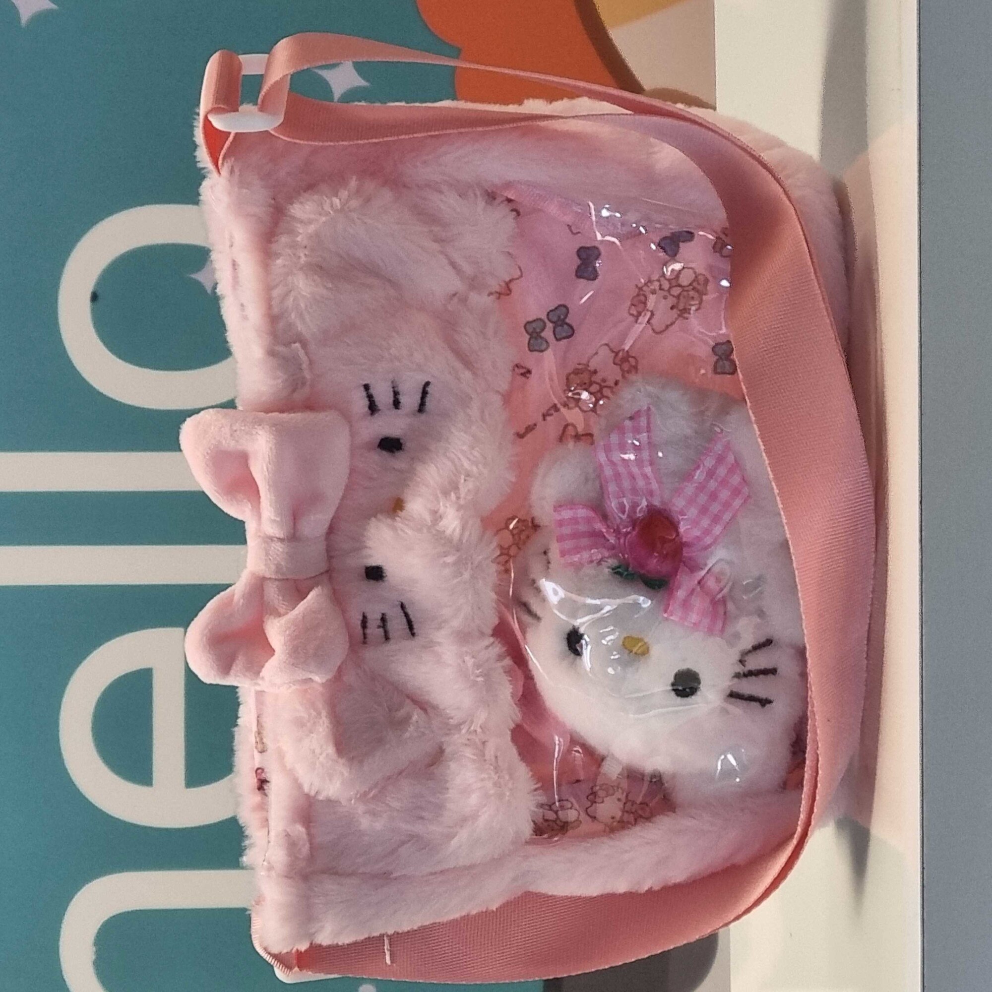 Geanta de umar cu breloc, Hello Kitty, roz, 21 cm x 17 cm, poliester ...
