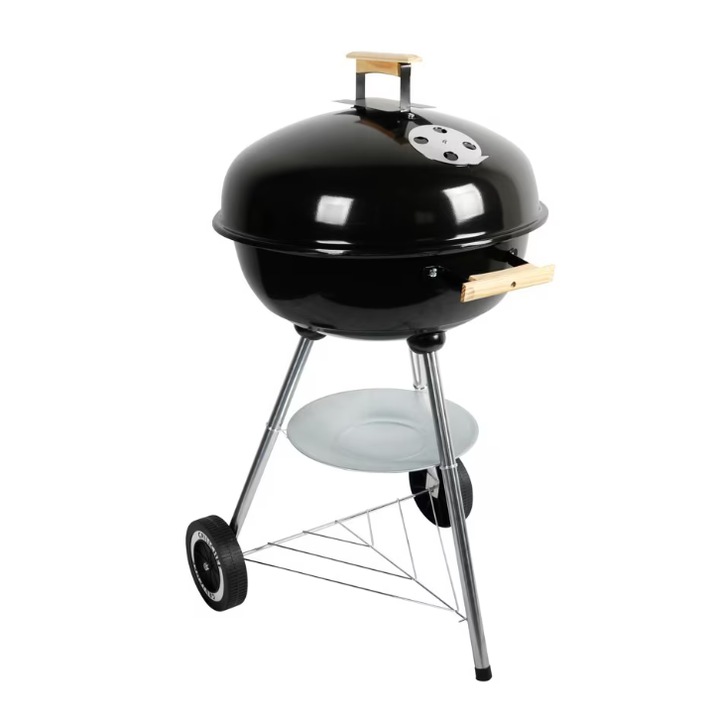 Gratar gradina din otel cu capac, Kettle, cu 2 roti si polita ...