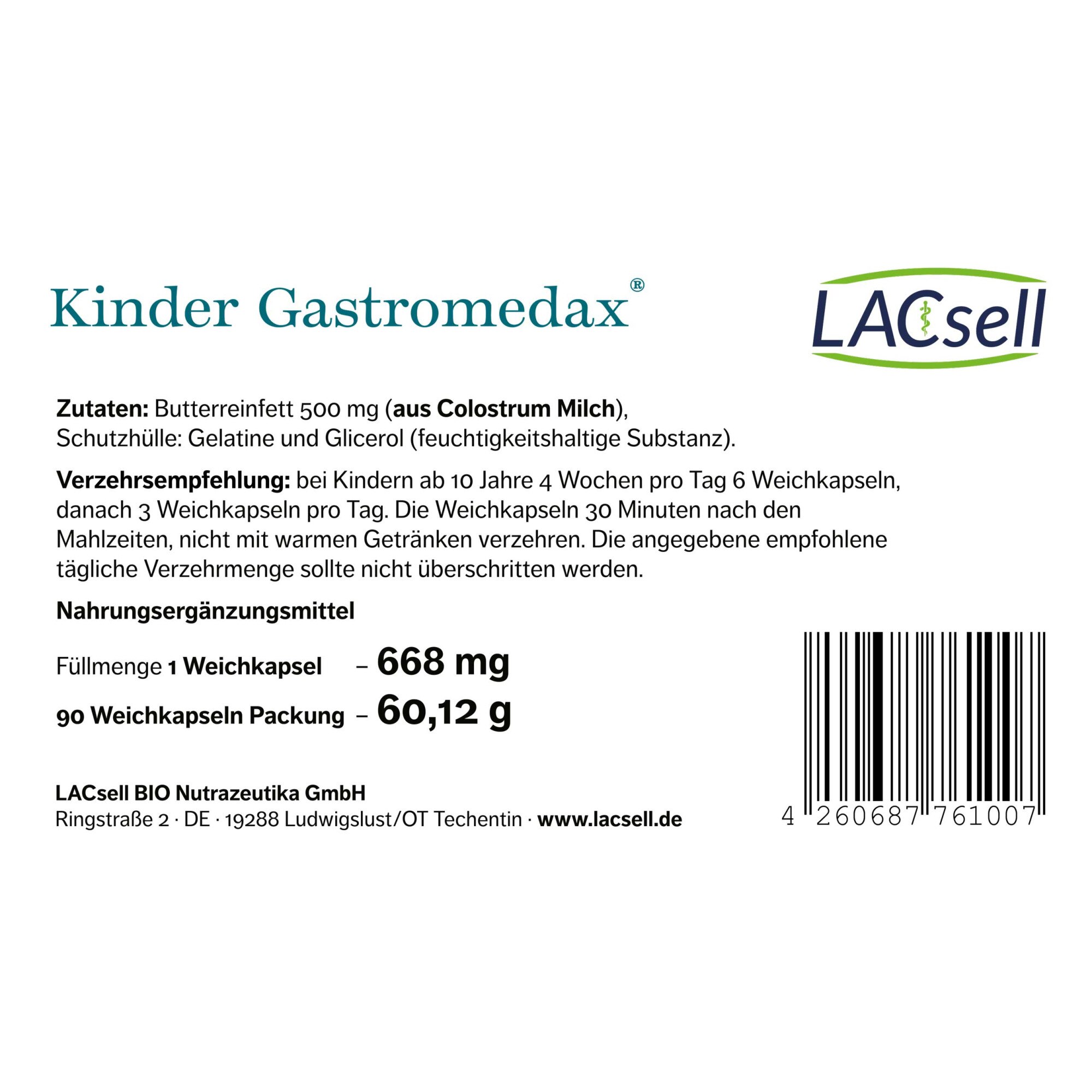 Supliment Alimentar LACsell Gastromedax pentru Copii 90 Capsule cu ...