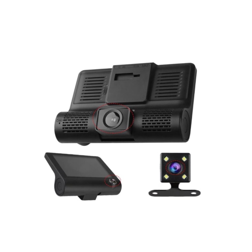 Camera Auto DVR Full HD Stuffix®, Fata/Spate/Interior, Display 4 Inch ...