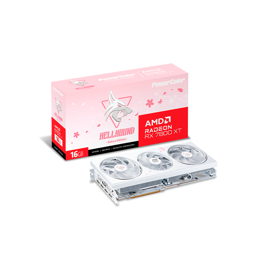 PowerColor Radeon RX 7800 XT 16GB GDDR6 Hellhound Sakura White OC ...