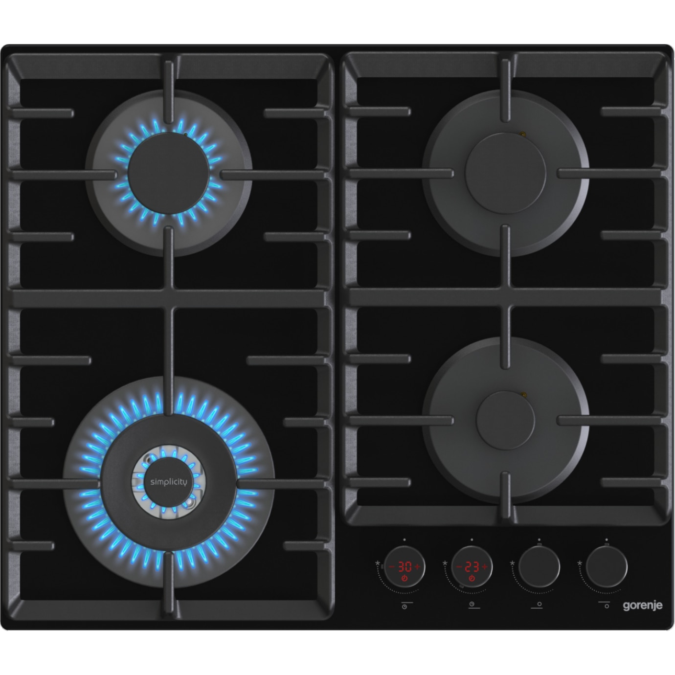 Plita incorporabila Gorenje GKTW642SYB, gaz, 4 arzatoare, wok, negru ...