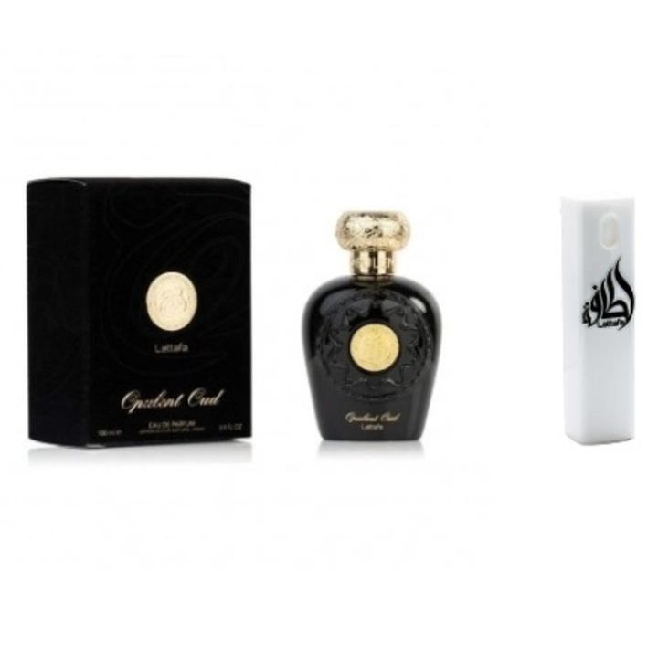 Set Apa de parfum, Lattafa, OPULENT OUD, arabesc, 100 ml cu Kit Travel Reincarcabil 10 ml - eMAG.ro