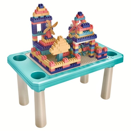 Masuta educativa de desenat si construit 3 in 1, cu cuburi de construit ...