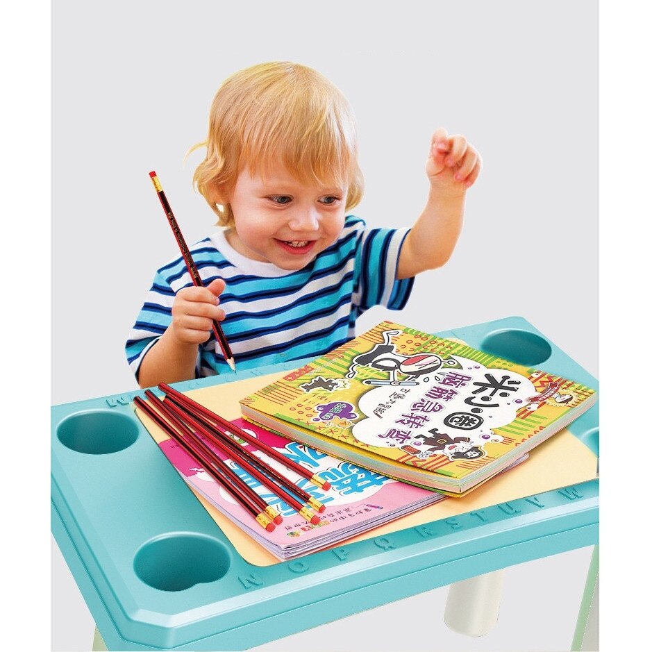 Masuta educativa de desenat si construit 3 in 1, cu cuburi de construit ...