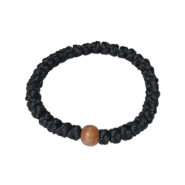 Metanier bisericesc, impletit manual, din snur textil cu bila de lemn ...