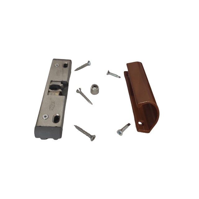 Kit sistem inchidere usa balcon cu maner tip scoica, stejar, profil 13 ...