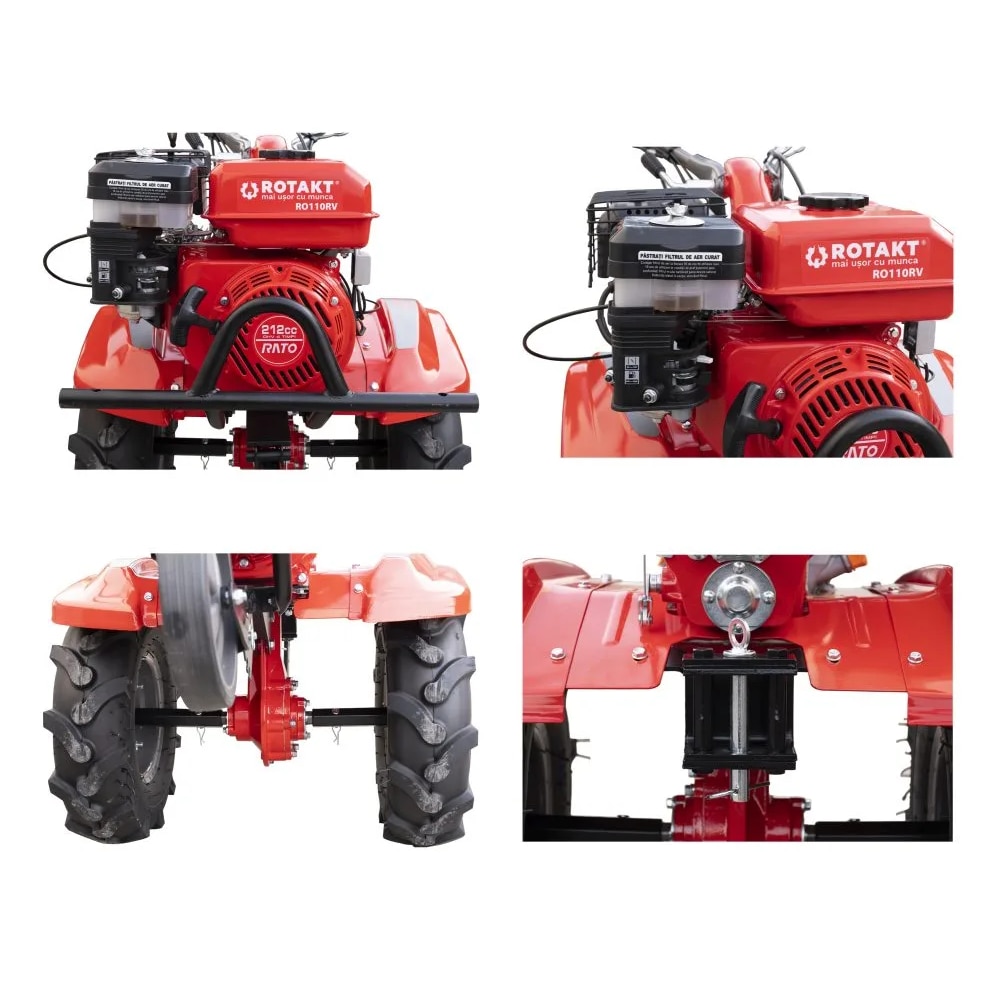Motocultor Rotakt RO110RV, motor 8.5 CP, benzina, latime lucru 90 cm, 2 ...