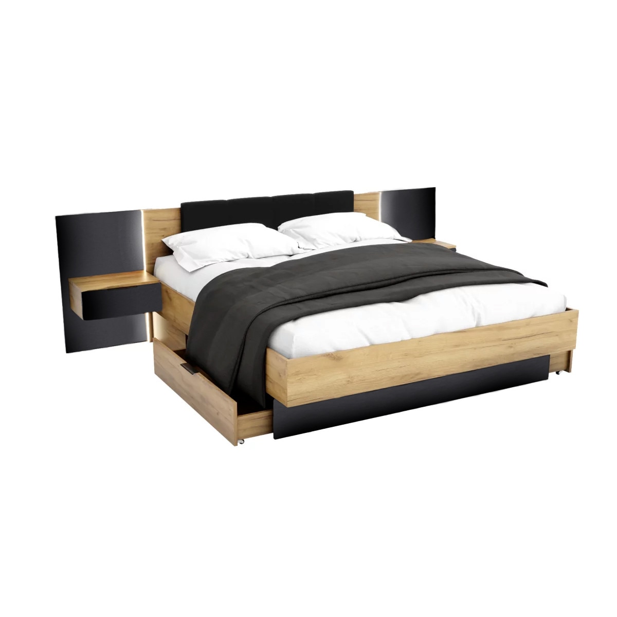 Pat dublu dota, somiera, saltea de lux, tablie cu noptiere, 160x200 ...