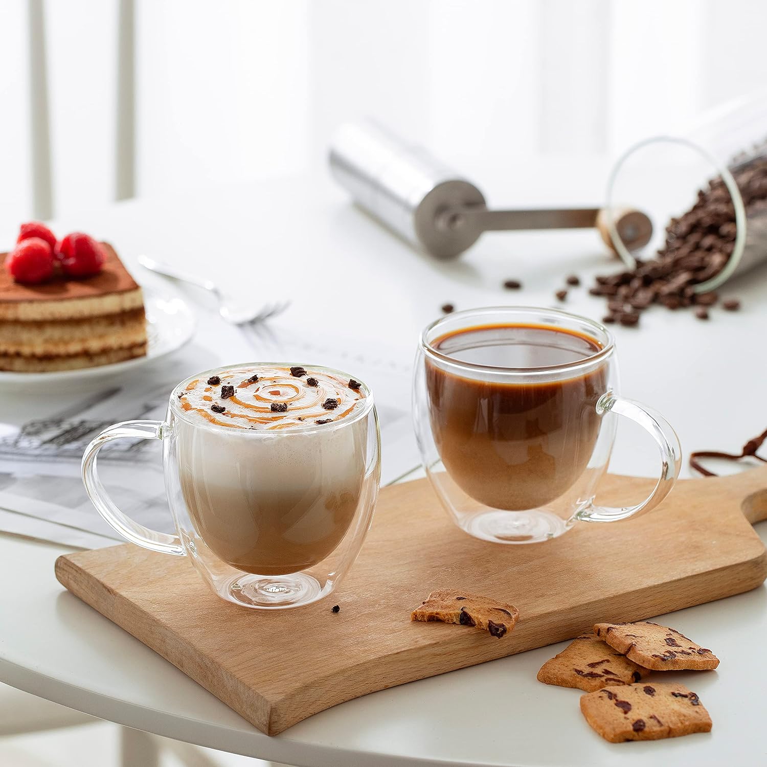 Set 6 cani pentru ceai si cafea din sticla termorezistenta, Aurov ...