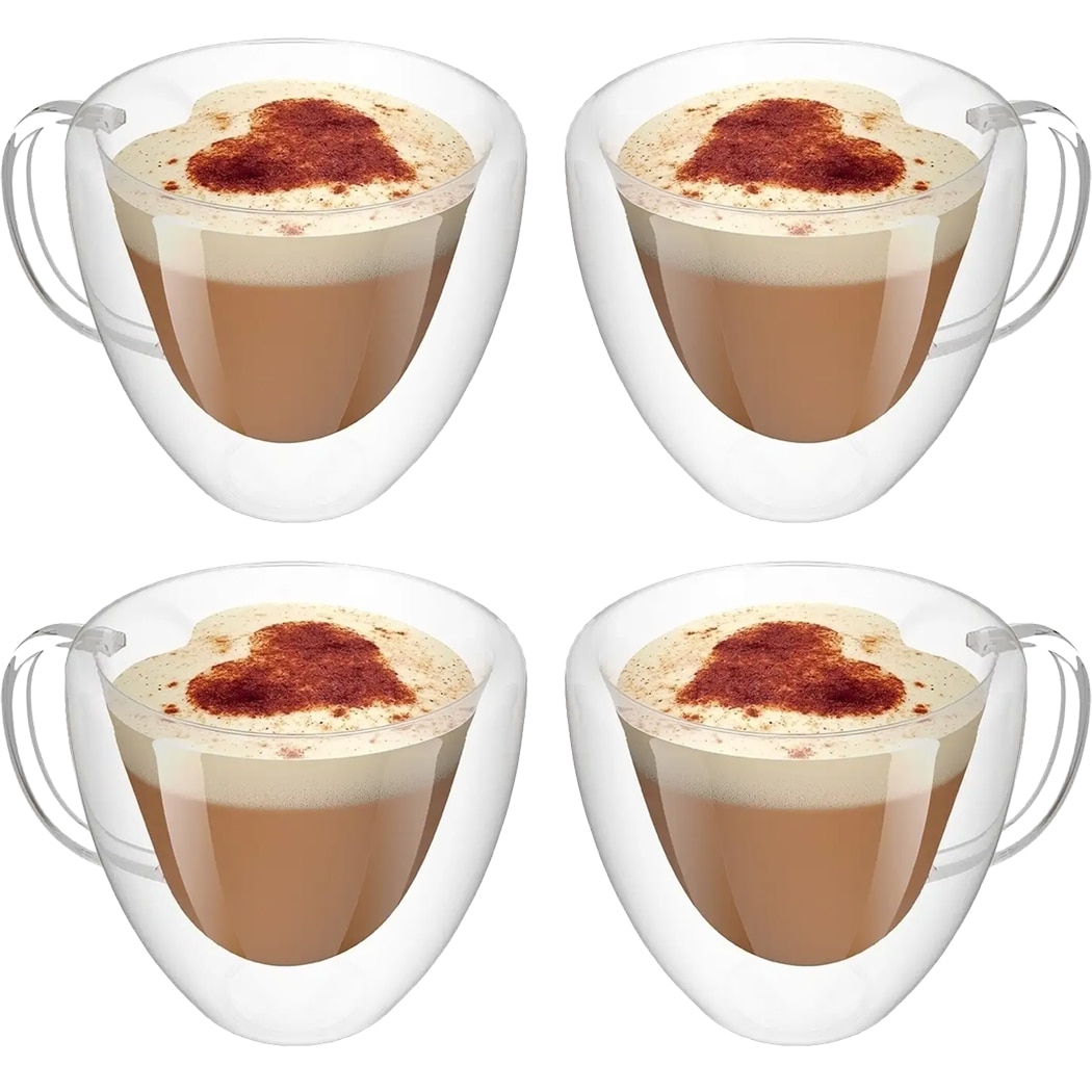 Set 4 cani in forma de inima din sticla termorezistenta, Aurov®, pereti ...