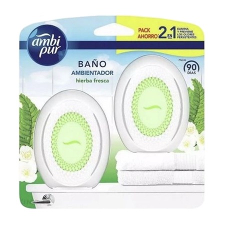 Odorizant de baie dublu 2 in 1, AMBI PUR Hierba Fresca, 2 x 7.5 ml ...