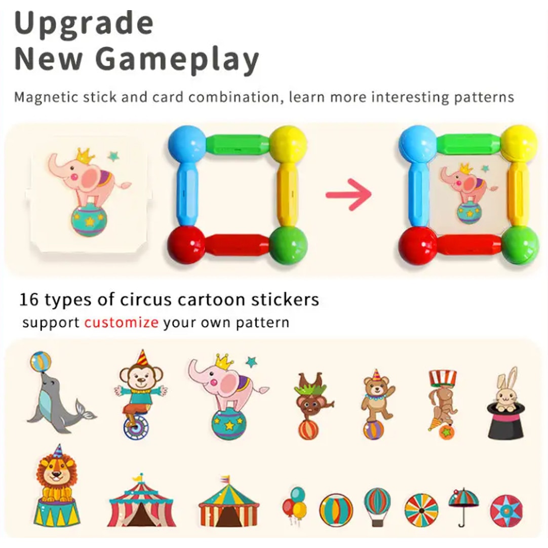 Set Jucarii Magnetice pentru Constructie, Magnetic Sticks 3D, 48 Piese ...