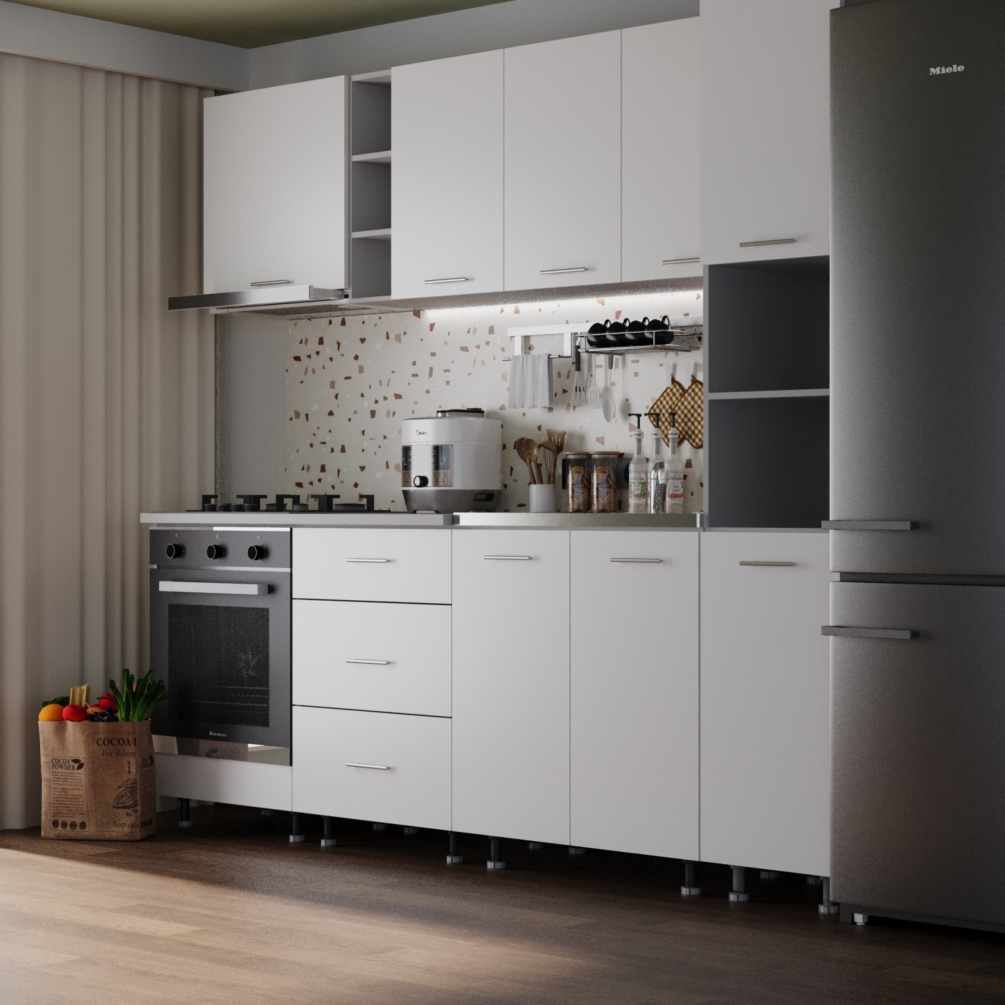 Set Mobila Bucatarie Sena 2.4 m cu Soldat Alb - eMAG.ro