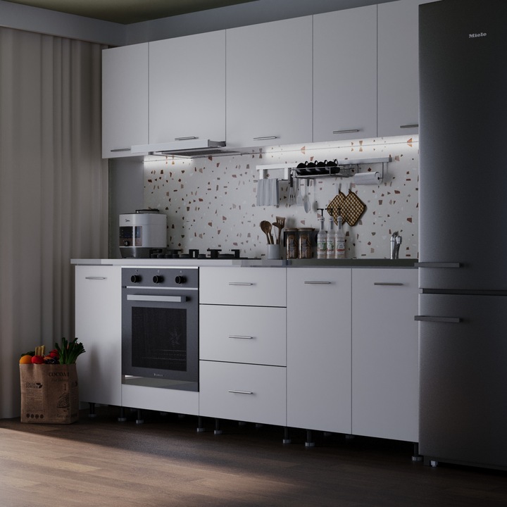 Set Mobila Bucatarie Sena 2.4 m Alb - eMAG.ro