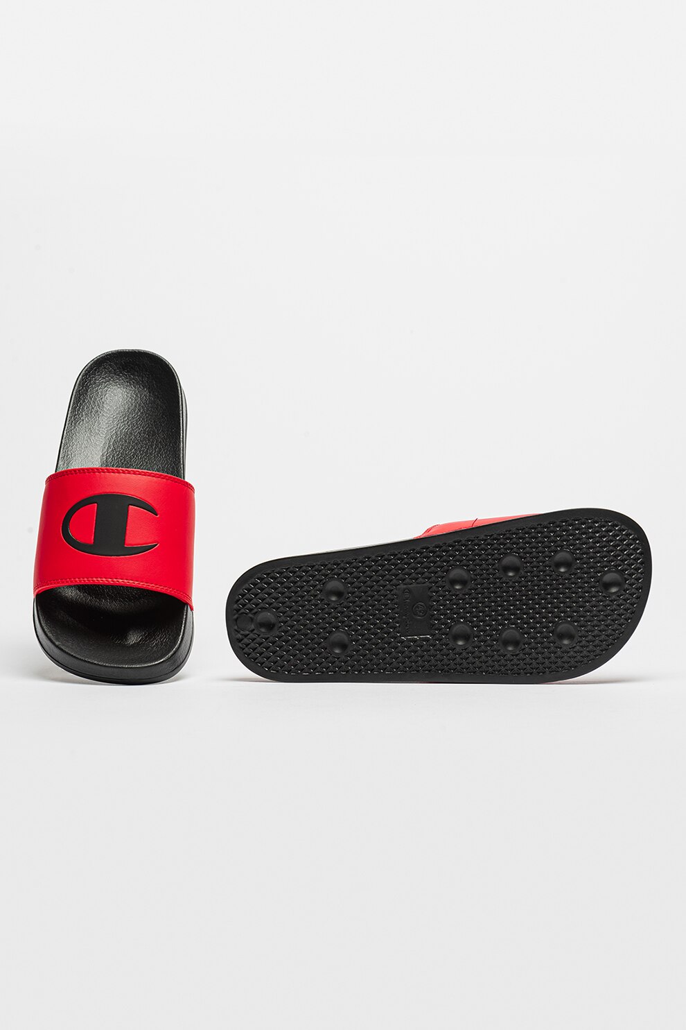 Champion, Papuci cu logo Manus, Negru, Rosu vermillion, 43 - eMAG.ro