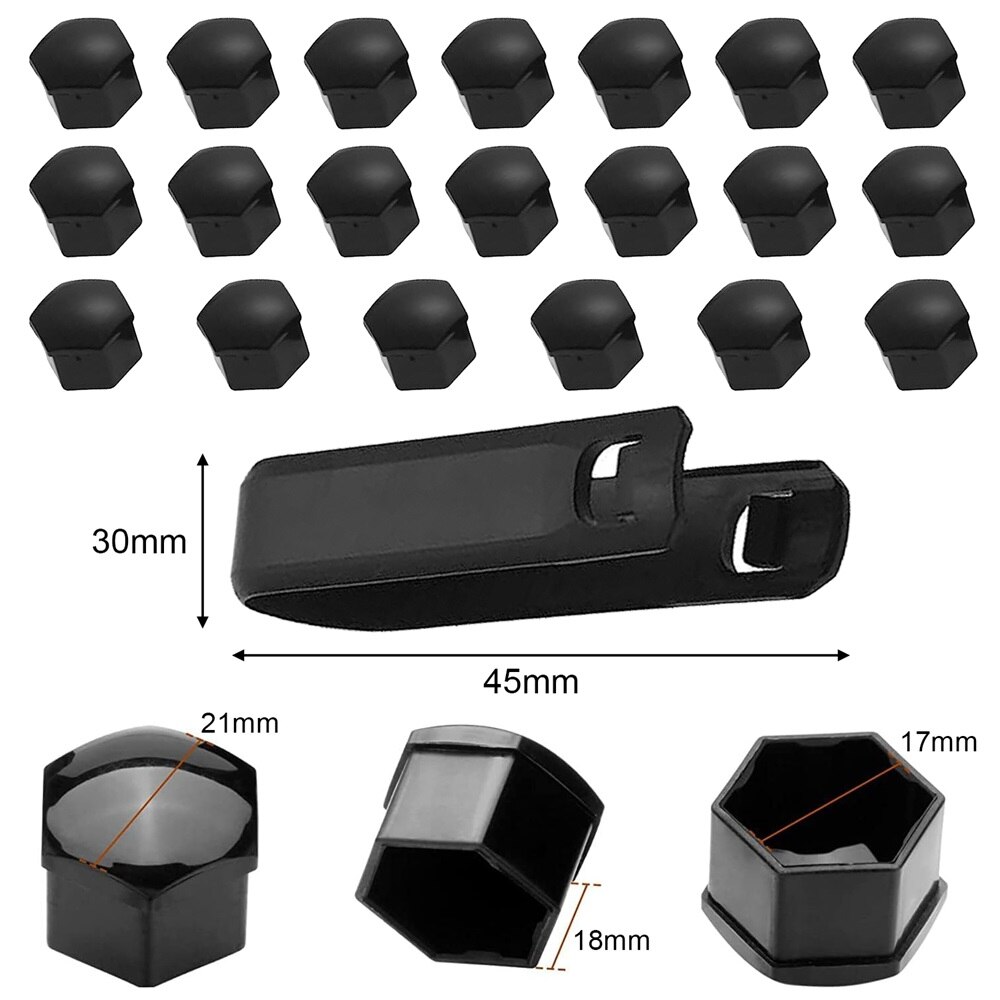 Set 20 capace piulite roti/accesoriu, Universale, 17mm, Negru - eMAG.ro