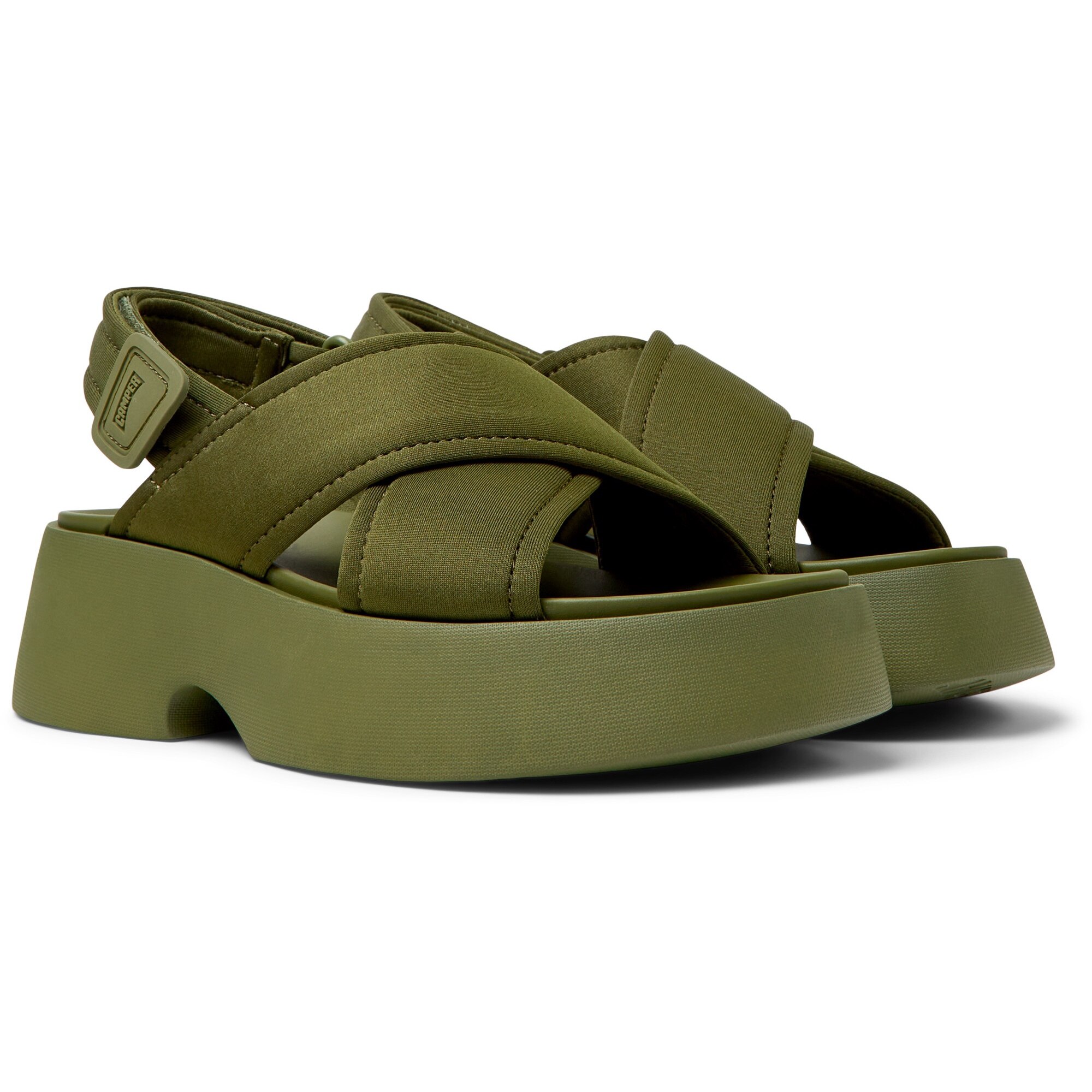 Camper, Sandale demi-wedge cu velcro 27215 Tasha, Verde, 35 - eMAG.ro