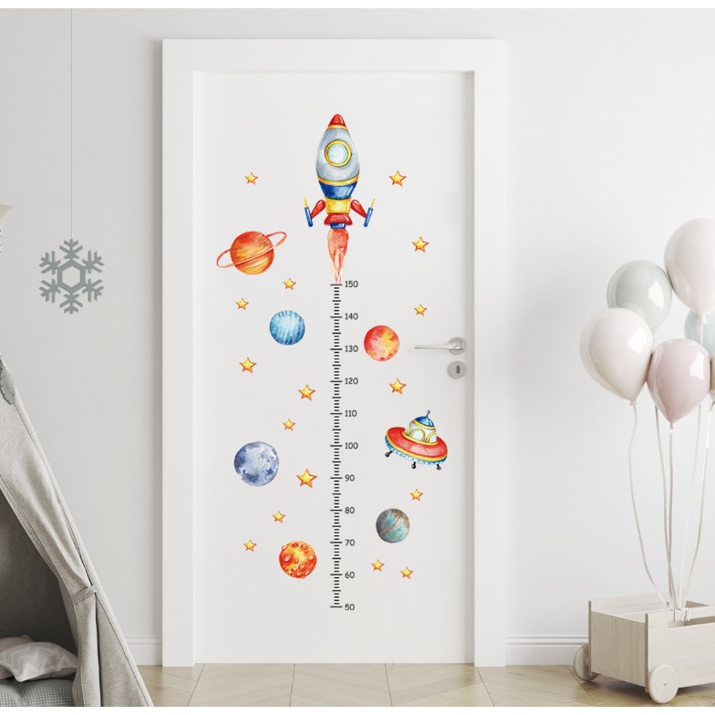 Sticker decorativ autocolant VERSAGO, Racheta, Planete, Gradatie pentru ...