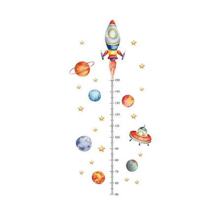 Sticker decorativ autocolant VERSAGO, Racheta, Planete, Gradatie pentru ...