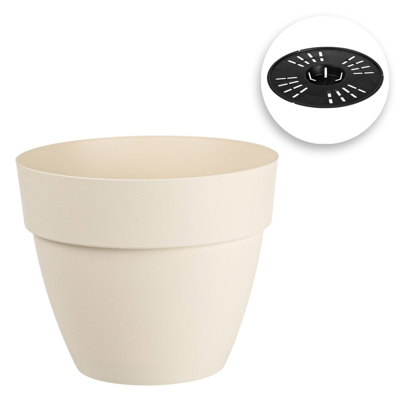 Ghiveci Flori, Plastic, Bej, Diametru 25 cm - eMAG.ro