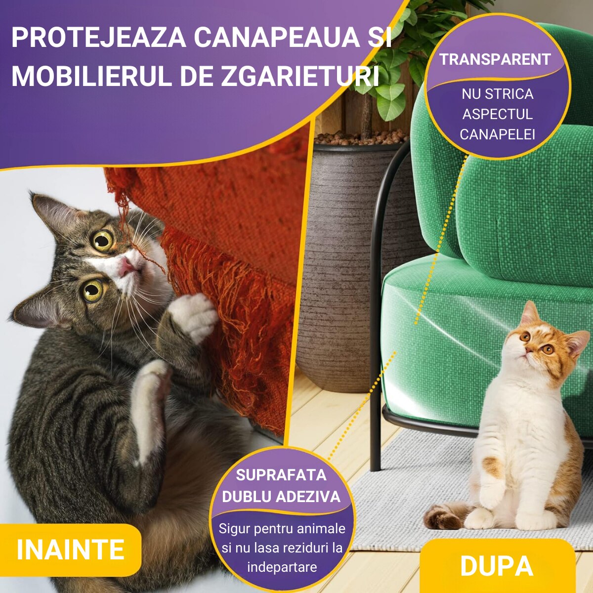 Set 8 Folii Protectie Impotriva Zgarieturilor de Pisici si Caini ...