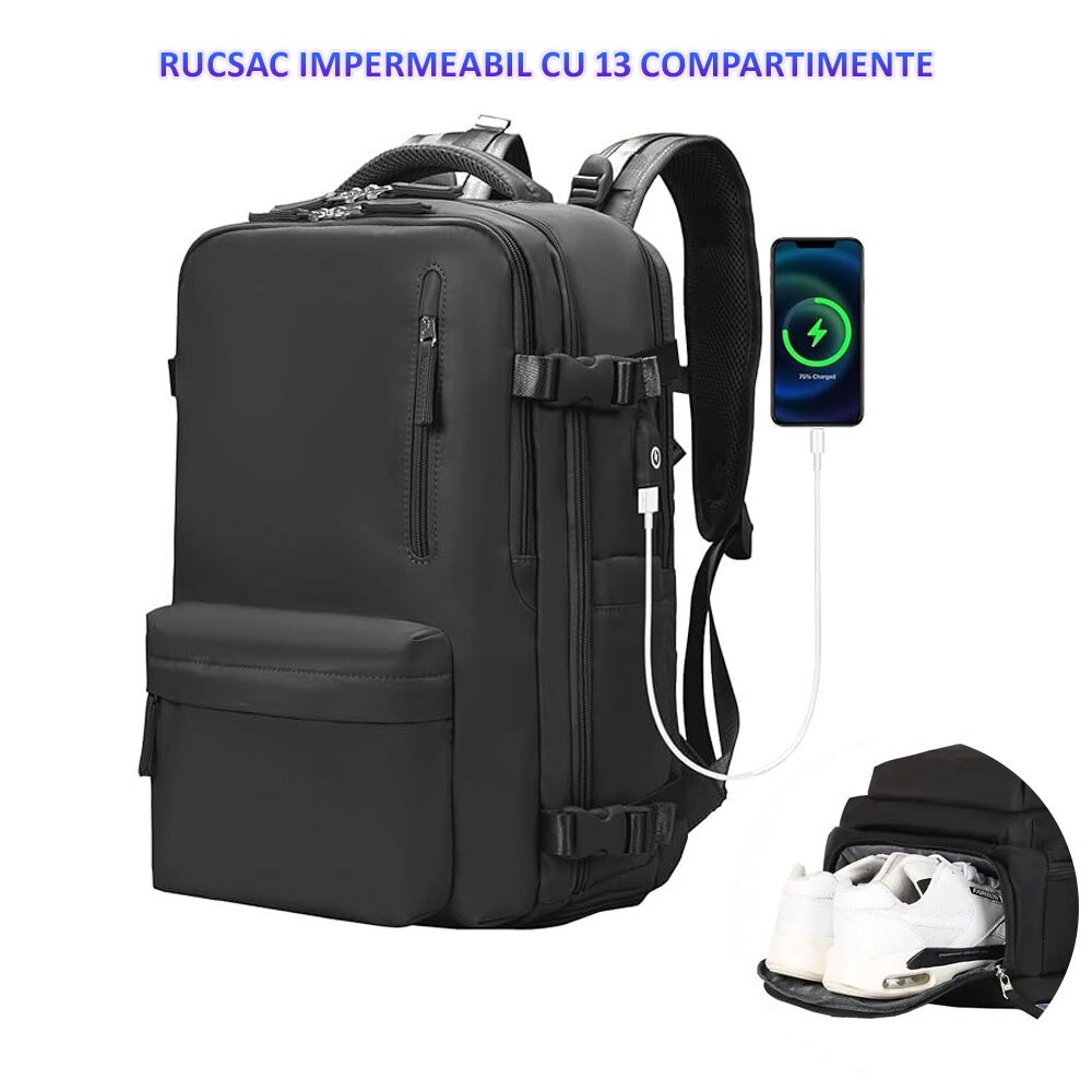 Rucsac calatorie avion pentru femei/barbati cu 13 compartimente NEXTLY ...