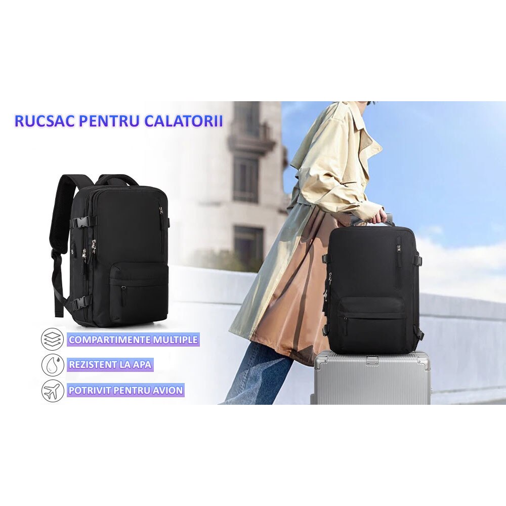 Rucsac calatorie avion pentru femei/barbati cu 13 compartimente NEXTLY ...
