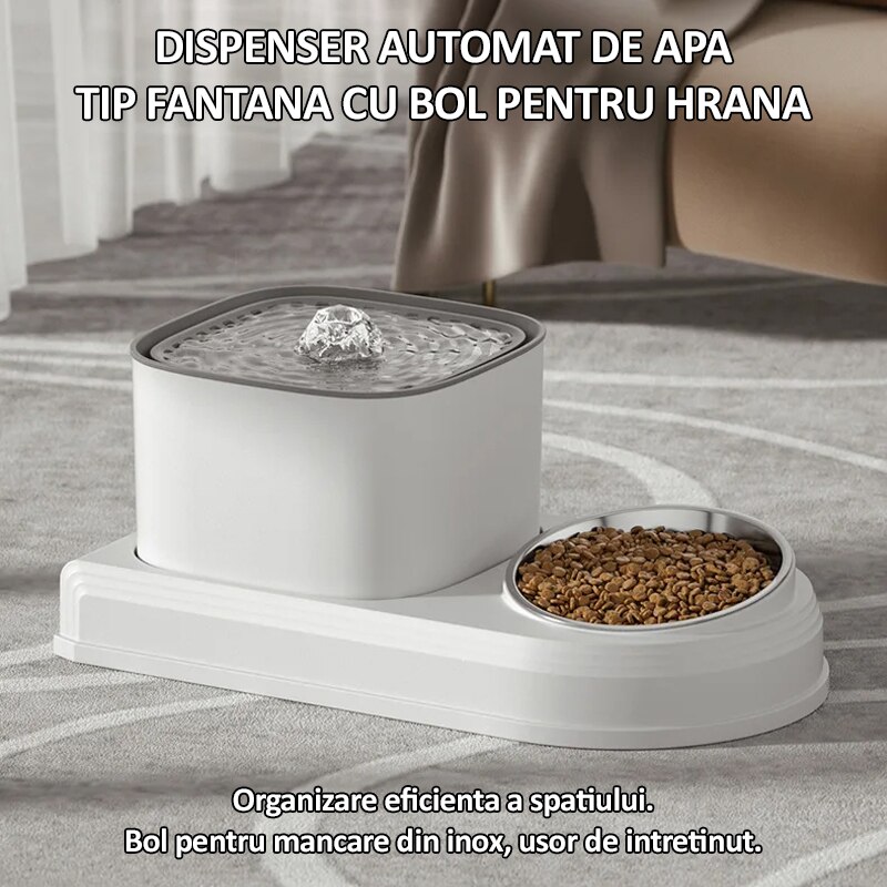 Dispenser automat de apa tip fantana pentru caini si pisici cu bol din ...