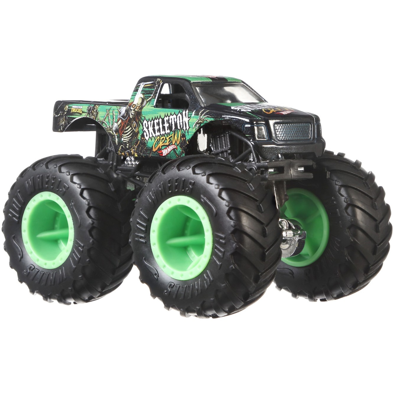Set 2 masinute Hot Wheels - Monster Truck si masinuta metalica, Skeleton Crew - eMAG.ro