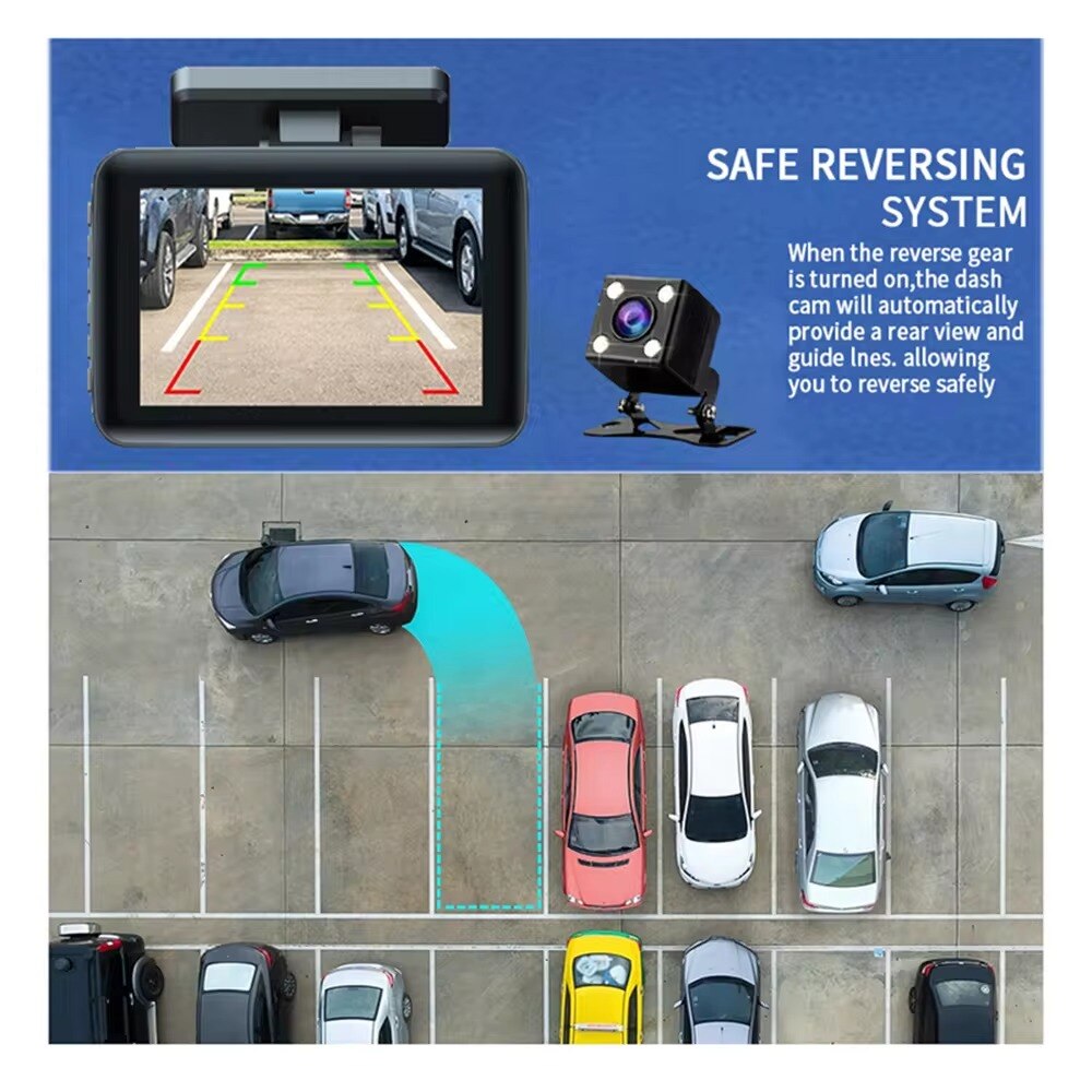 Camera auto de 3 inch DVR-uri pentru masina FHD 1080P Inregistrare ...