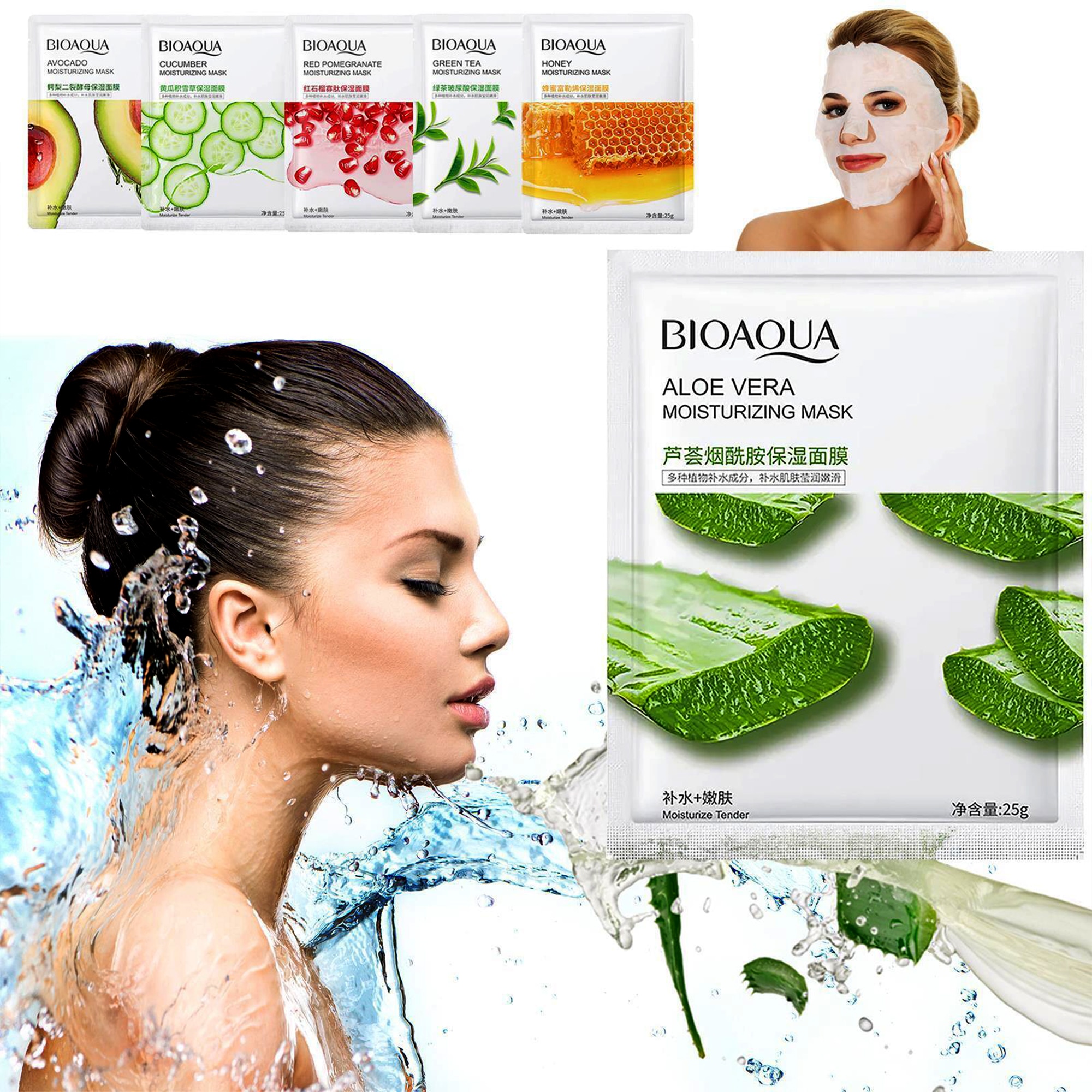 Set 8 Masti de fata anti-aging BIOAQUA premium, Miere, Afine, Rodie etc ...