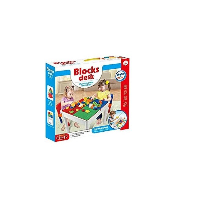 Set Masa interactiva cu 2 Scaune tip Lego Duplo 3 in 1 -Concept E ...
