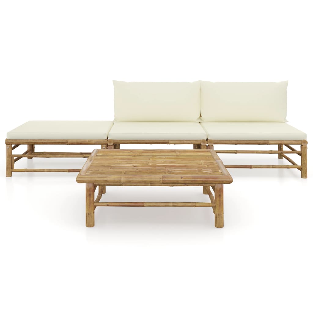Set mobilier gradina Zakito Europe, bambus, 5 piese, crem - eMAG.ro