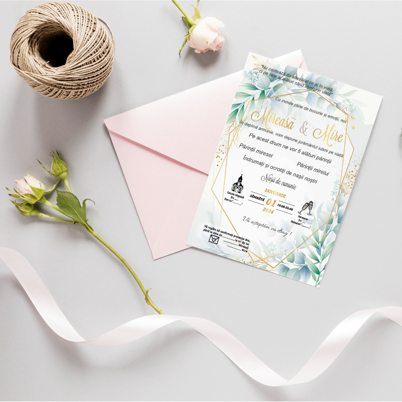 Invitatie nunta, model 07, 10x15cm - eMAG.ro