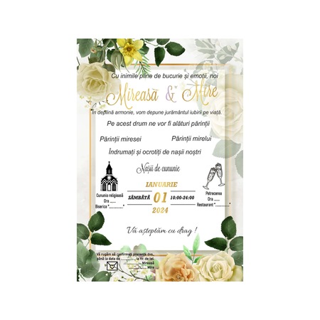 Invitatie nunta, model 08, 10x15cm - eMAG.ro