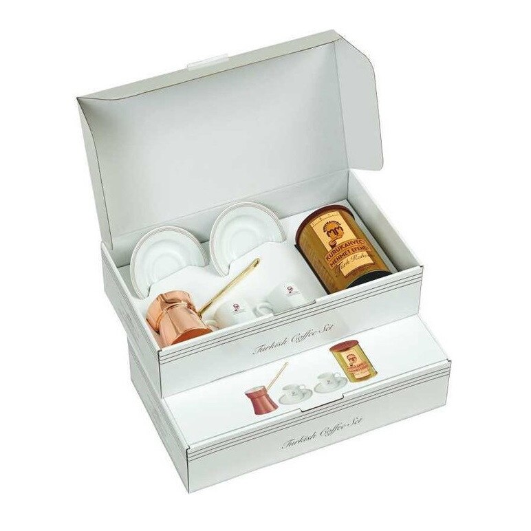 Set servire cafea turceasca MEHMET EFENDI, cafea macinata 250 g, ibric ...