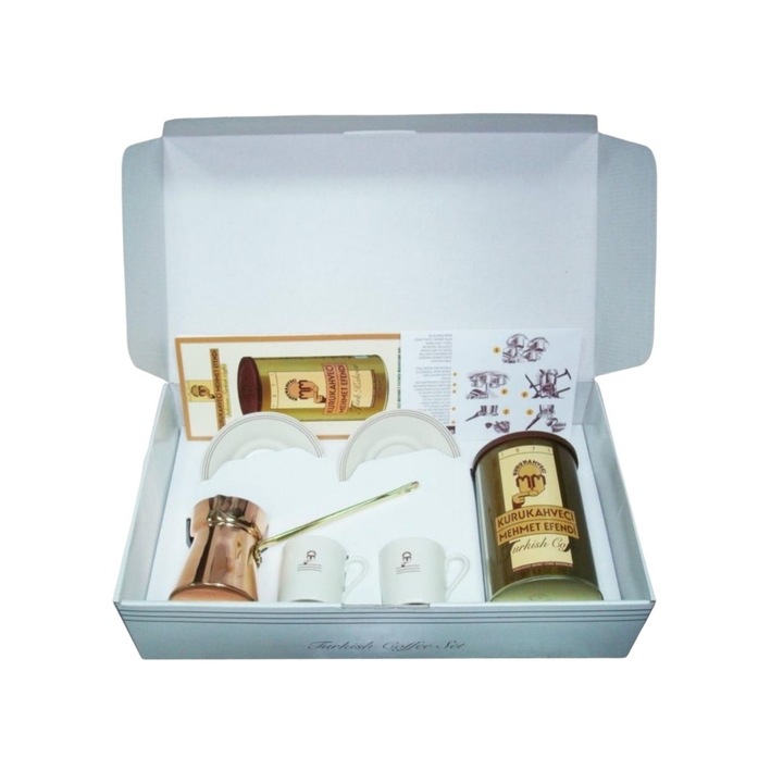 Set servire cafea turceasca MEHMET EFENDI, cafea macinata 250 g, ibric ...