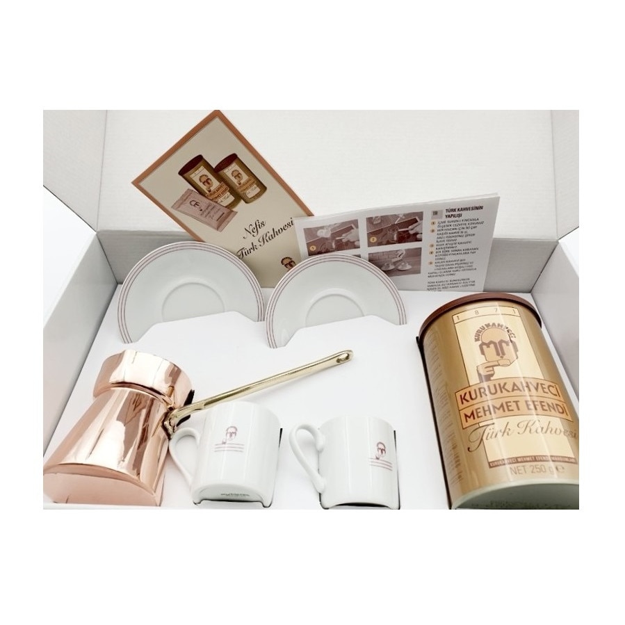 Set servire cafea turceasca MEHMET EFENDI, cafea macinata 250 g, ibric ...