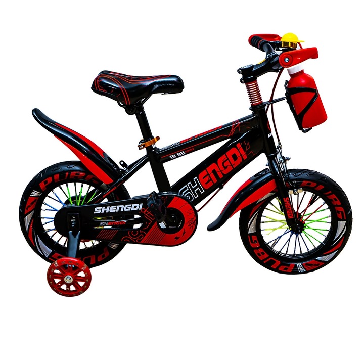 Bicicleta Go Kart 810, 14 inch, pentru copii, 3-5 ani, roti ajutatoare ...