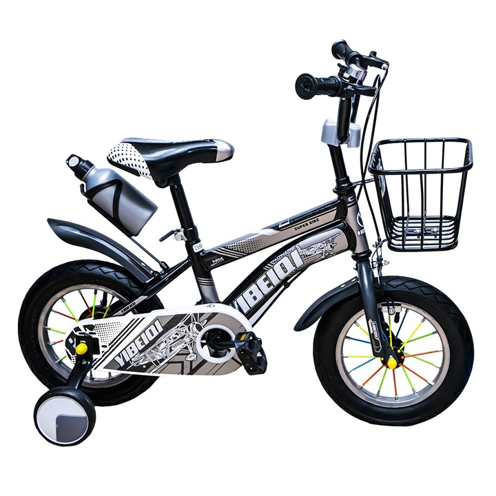 Bicicleta Go Kart 658, 14 inch, pentru copii, 3-5 ani, roti ajutatoare ...