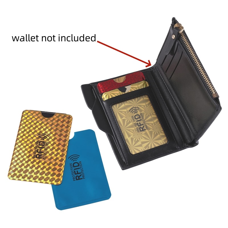 Set 9 suporturi carduri RFID, Aluminiu, Multicolor, 9.1x6.3cm - eMAG.ro