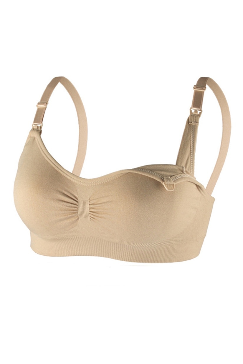 Sutien de alaptare, fara cusaturi, nailon, bej, L - eMAG.ro