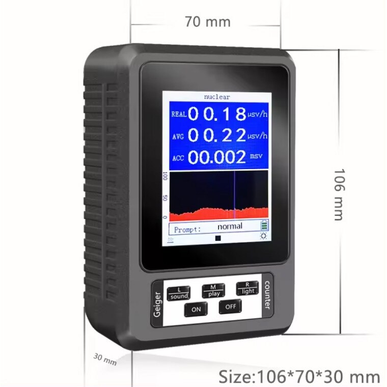 Contor Geiger, detector radiatii, 0-99.99 µSv/h, LCD, negru - eMAG.ro