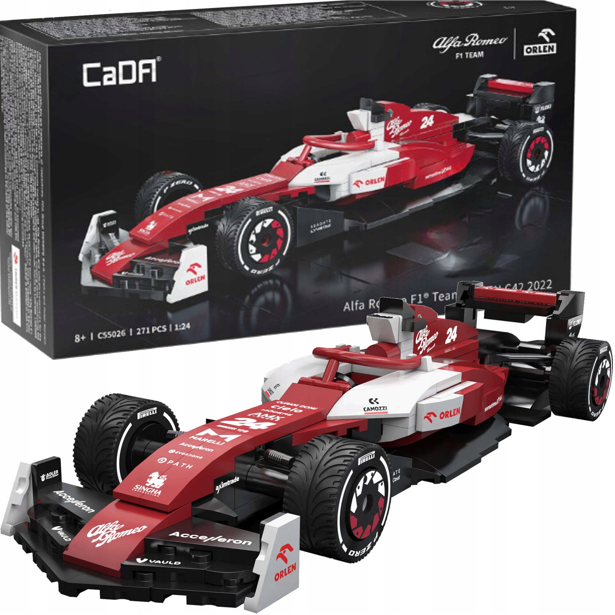 Set de constructie CaDA, Alfa Romeo F1 Team ORLEN C42, 271 piese, rosu ...