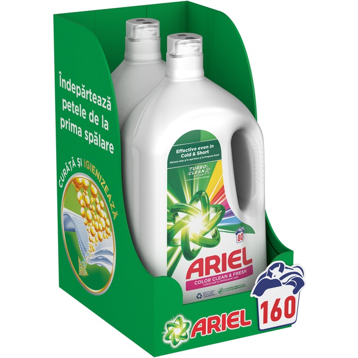 Течен перилен препарат Ariel Color, 160 пранета, 8л - eMAG.bg