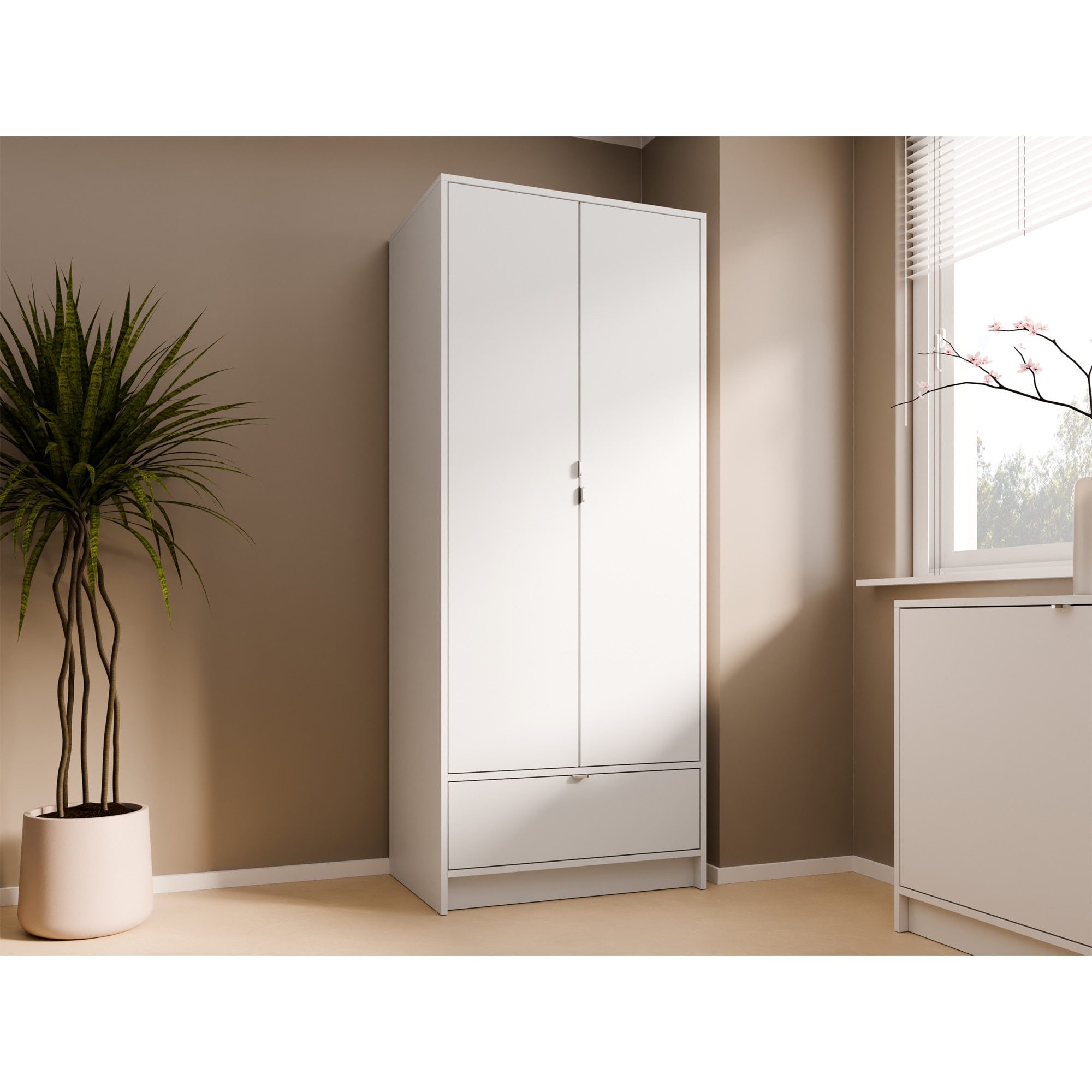 Dulap Momos 2D1SZ, MIRJAN24, alb, 80x55x195 - eMAG.ro